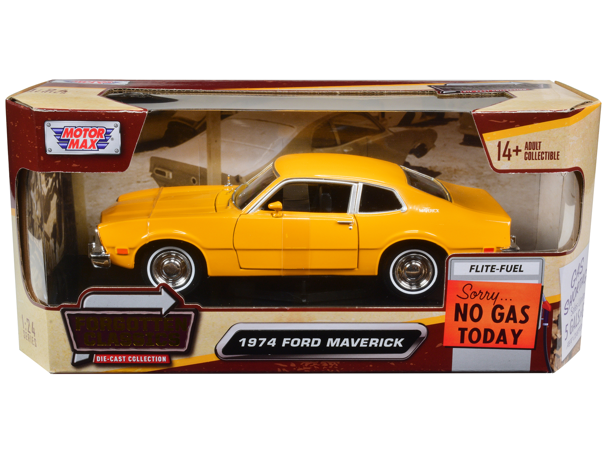 Buy 1974 Ford Maverick Yellow "Forgotten Classics" 1/24 Diecast Model
